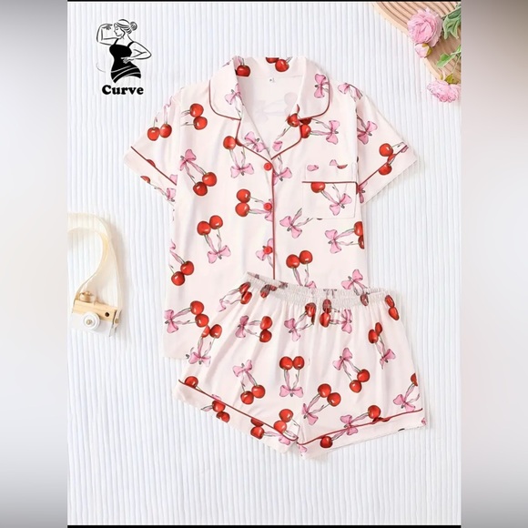 Intimates & Sleepwear | Cherry Print With Bows Pajama Set New In ...